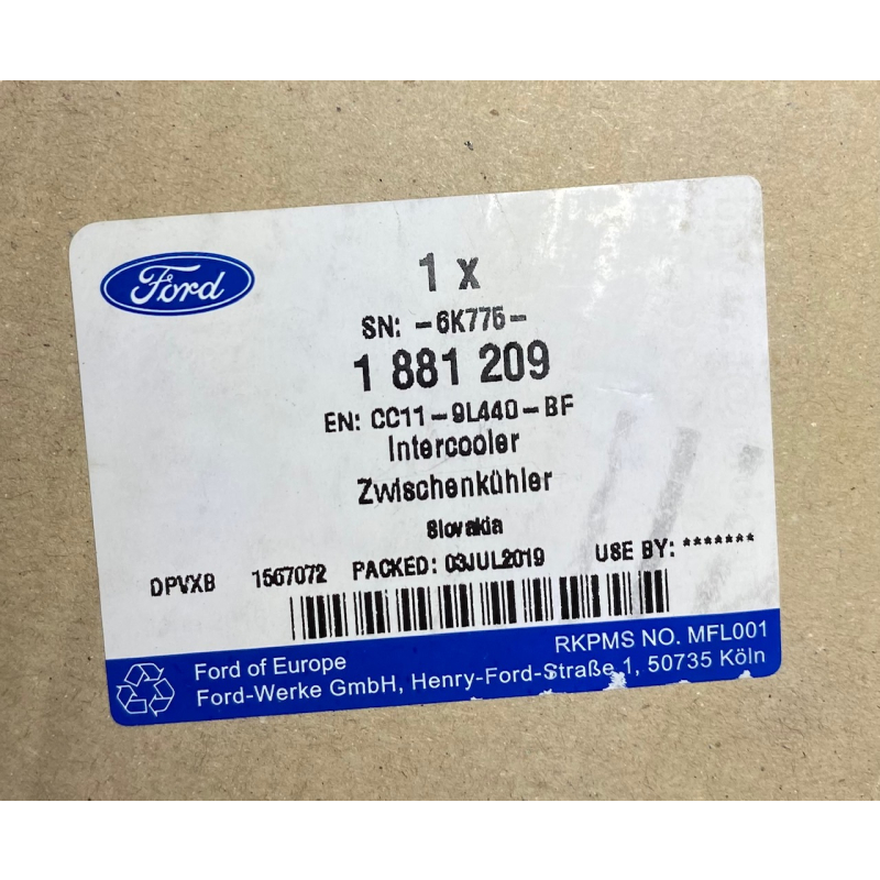 Original Ford Transit MK7 MK8 2.2 CR TC Turbo Ladeluftkühler 01/2014