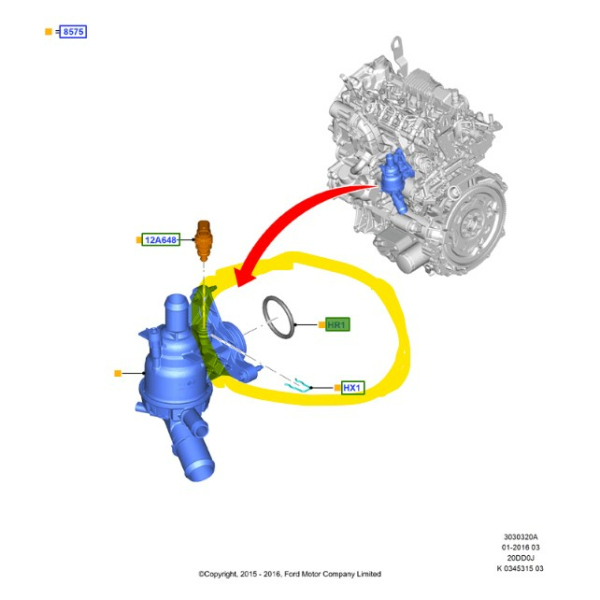 Original Ford Transit / Custom 2.0EcoBlue Dichtung Thermostatgehäuse